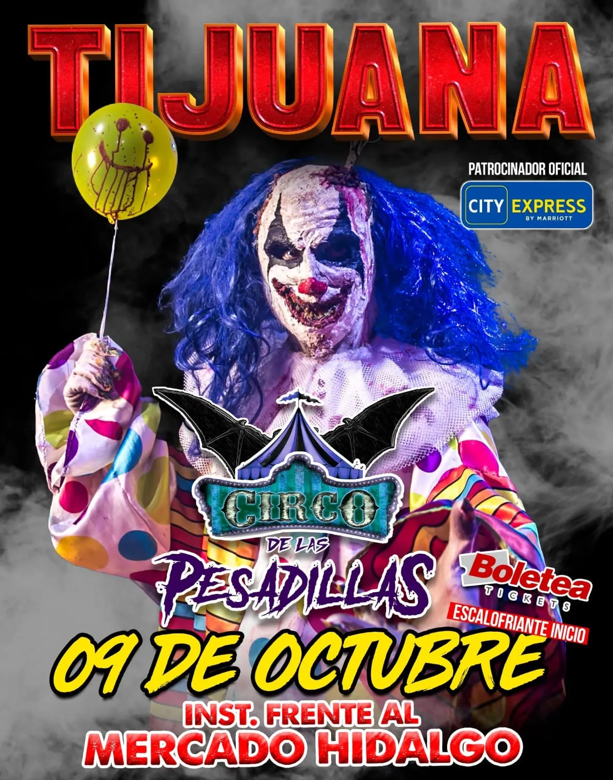 El Circo de las Pesadillas en Tijuana 2025: función especial frente al Mercado Hidalgo