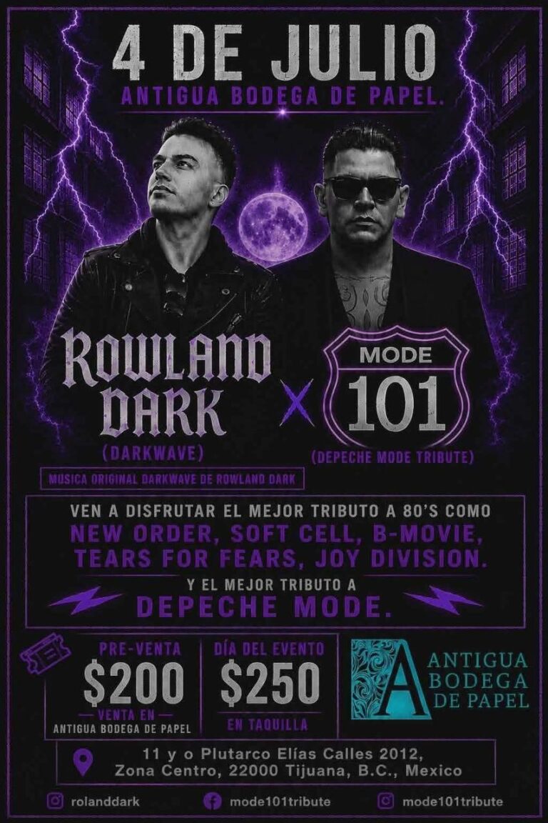 Rowland Dark y Mode 101 en Tijuana 2026: tributos al synthpop y darkwave